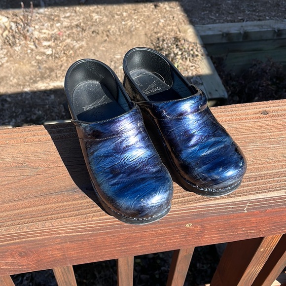 Dansko | Shoes | Dansko Blue Iridescent Clogs 36 | Poshmark